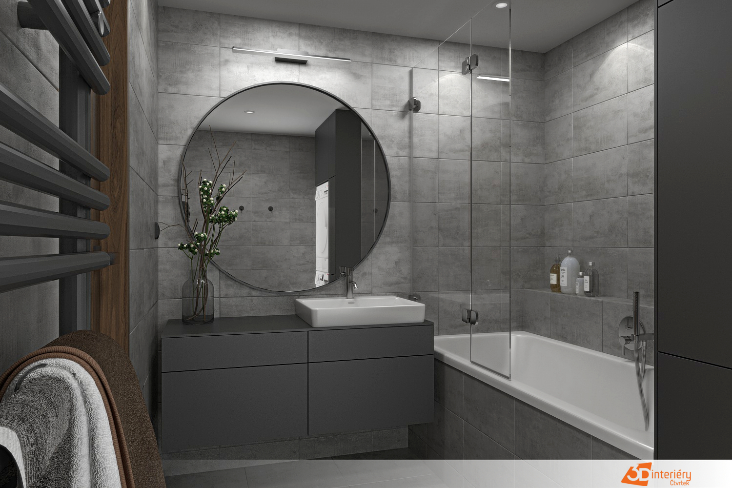 Design malých koupelen - Návrhy 3D - Jiří Čtvrtek